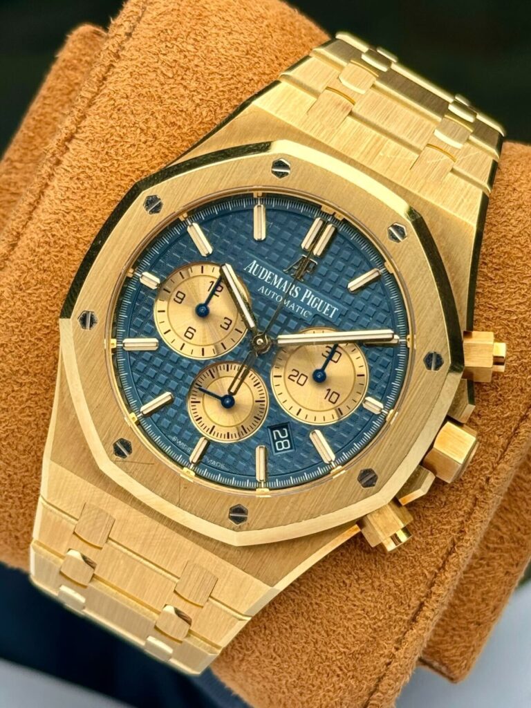 Audemars Piguet Royal Oak Chronograph Blue Dial Yellow Gold Bracelet ...